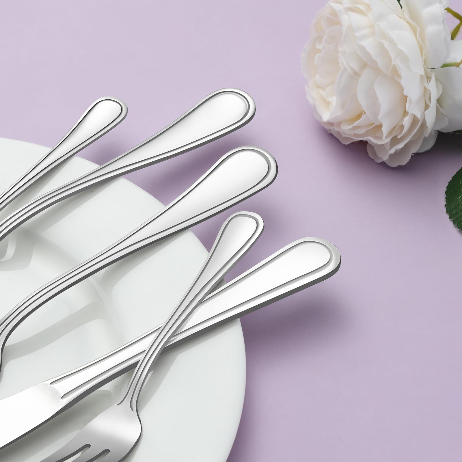 Gifcomda 24 PCS Silverware Set Include 4 Steak Knives Service for 4, Premium Stainless Steel Utensil Sets, Mirror Polished Flatware, Spoons and Forks Set, Dishwasher Safe and Stylish Design