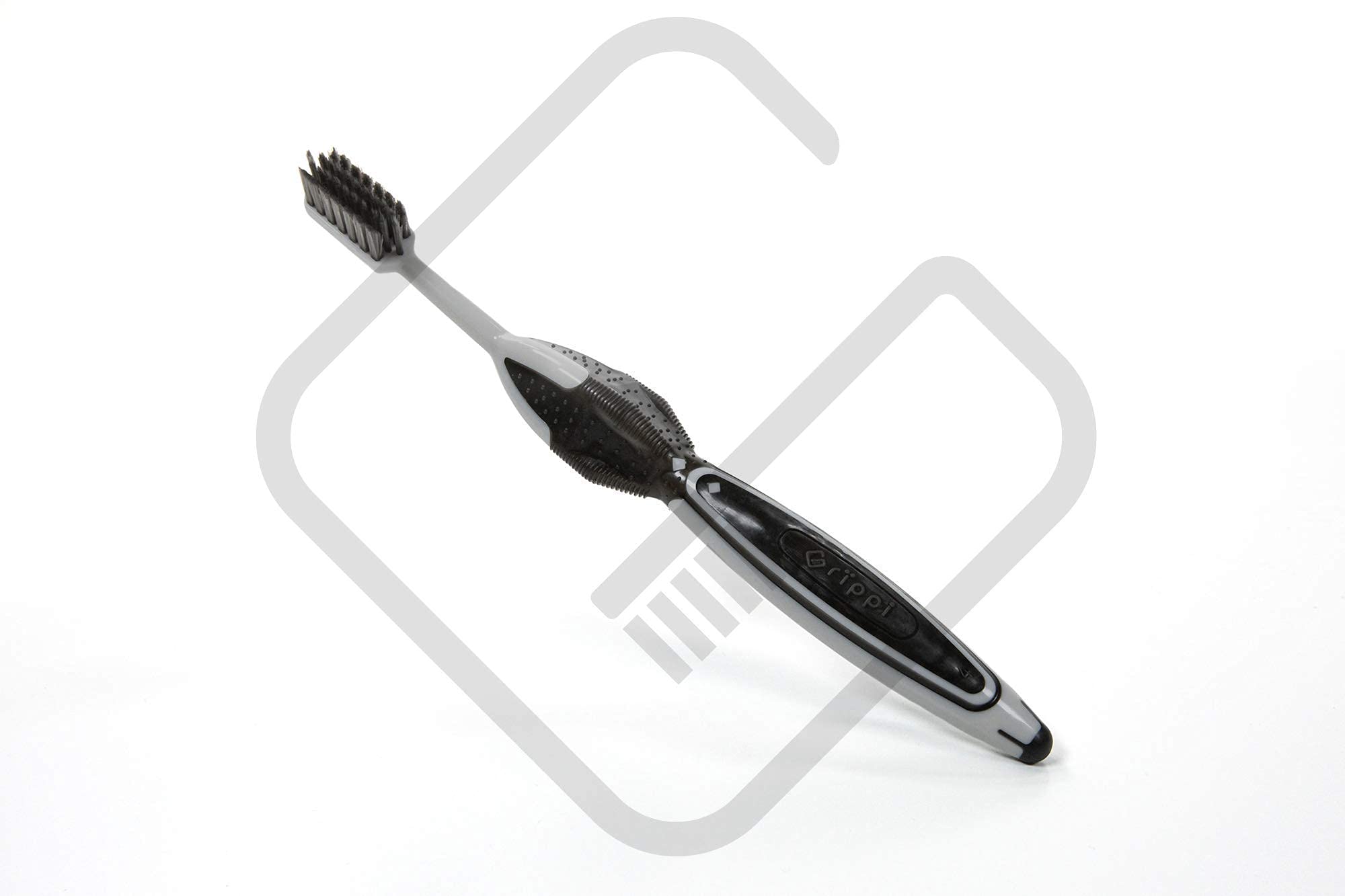 Grïppi Charcoal Manual Toothbrush | Advanced Plaque Control. 45° Ergonomic- Smart Grip, W-Cut Extra-Soft Bristles. (MD Brush Technology for The ADA Approved Brushing Method), 2-Pack