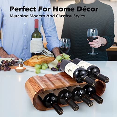 Suhnerbell Wooden 8-Bottle Wine Racks Countertop, Premium Acacia Wine Bottle Holder,countertop Wine Rack Inserts for Cabinet,Display for Home Décor and Wine Gifts, No Need Assembly