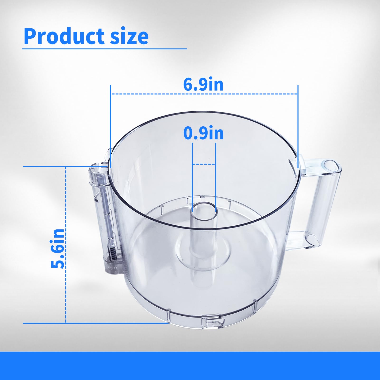 Vanshly DLC-005AGTX,14-Cup Food Processor Work Bowl Compatible with Cuisinart DLC-7 & DFP-14,NOTE:This bowl features 2 tabs on the top rim of the workbowl