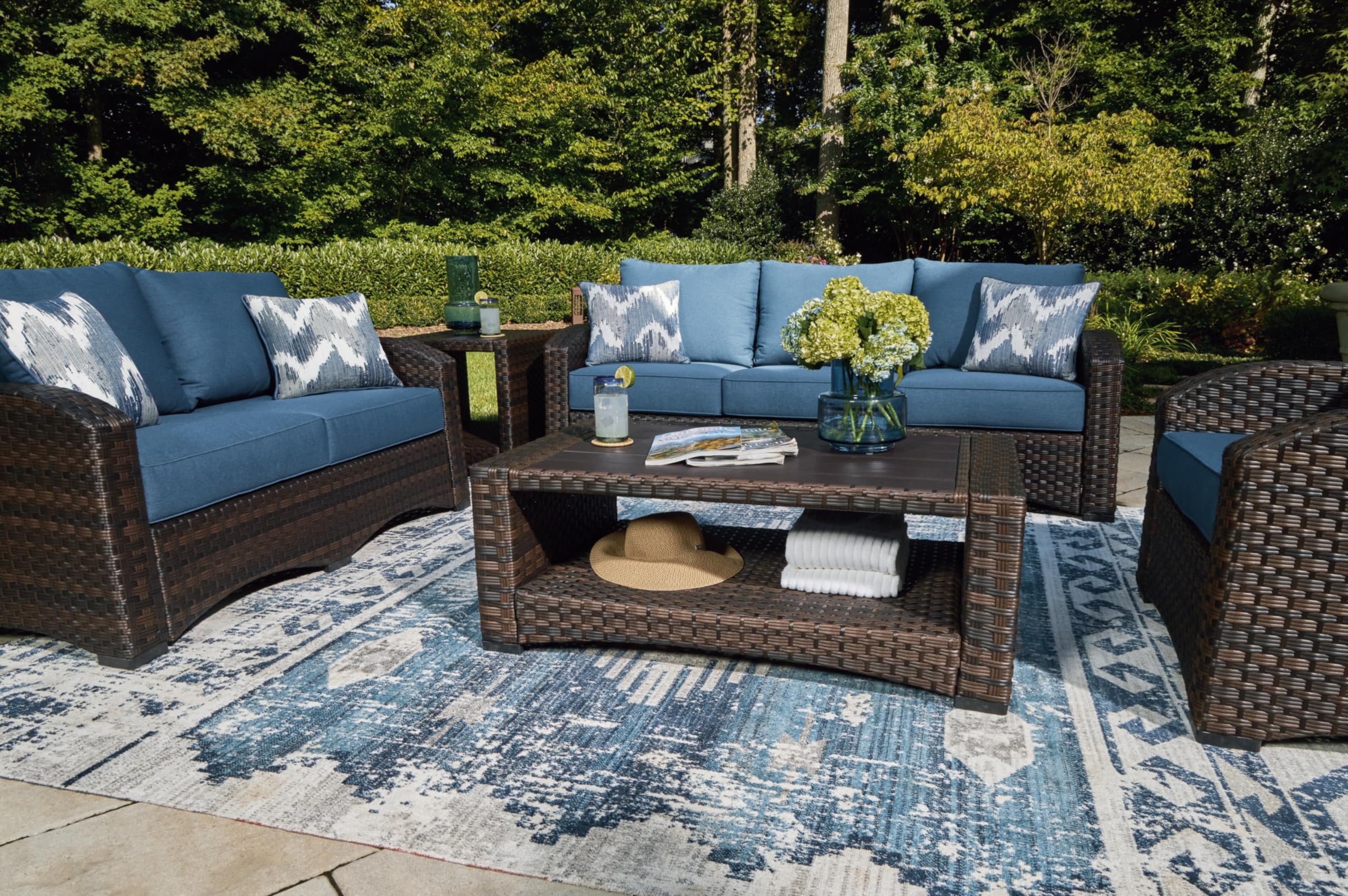 Signature Design by Ashley Windglow Outdoor Coffee Table, 44" W x 25" D x 17" H, Dark Brown