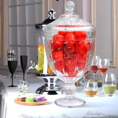 Woaiwo-q Candy Jar Set of 3,Apothecary Jar with Lid, Crystal Candy Jar, Decorative Footed Candy Jar, Cookie Jar, for Candy Buffet, Kitchen, Home, Wedding (27oz)