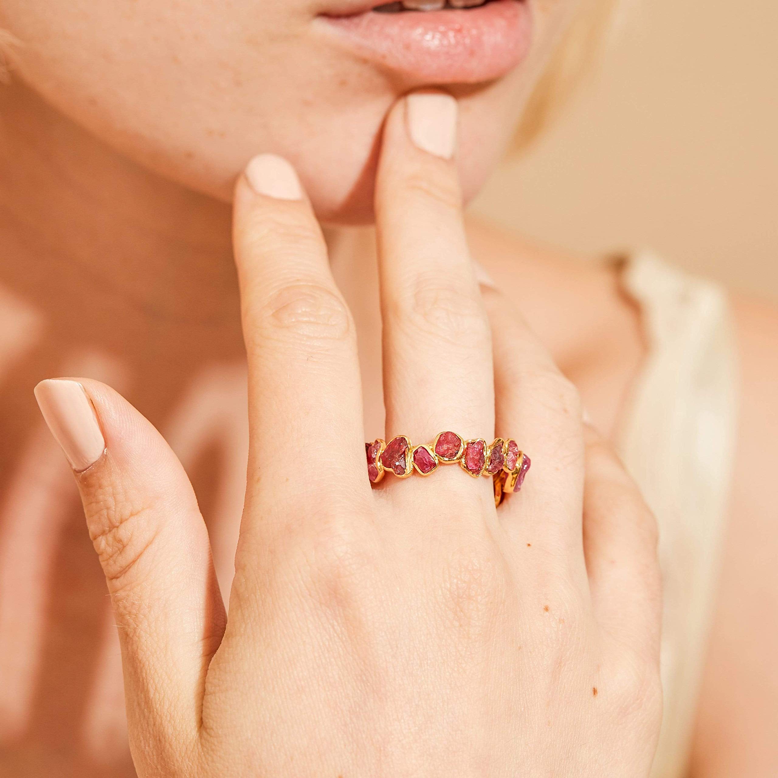 german kabirski 4.40 Carat Pink Ruby Handmade Ring in 925 Sterling Silver with Gold Plating Size 7