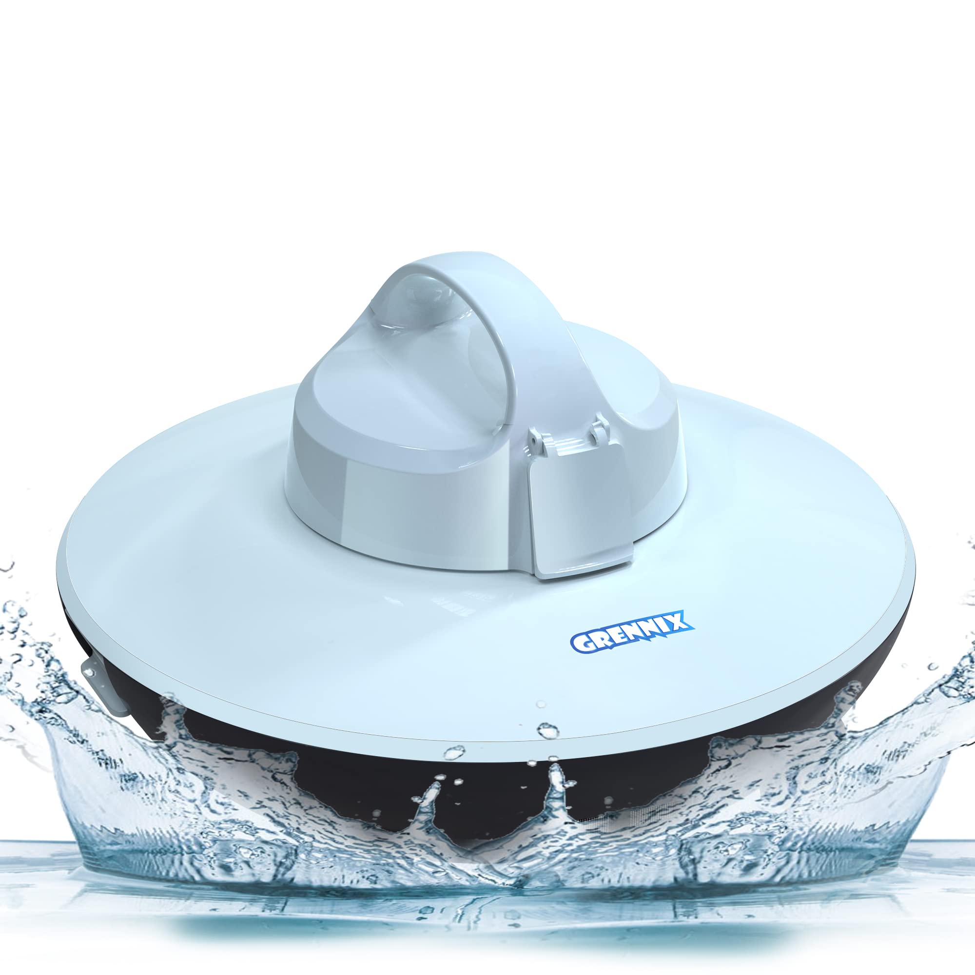 Grennix Robot Pool Cleaner - Cordless Robotic Pool Vacuum for Above Ground & In-Ground Swimming Pool Self-Docking Automatic Underwater Skimmer with Strong Suction, Top Handle - Arctic Blue
