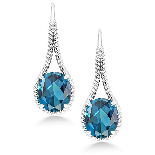 Gem Stone King Oval Gemstone Dangle Earrings For Women In 925 Sterling Silver | 12X10MM Oval Gemstone Birthstone French Wire Drop Dangle Earrings | 1.18 Inch