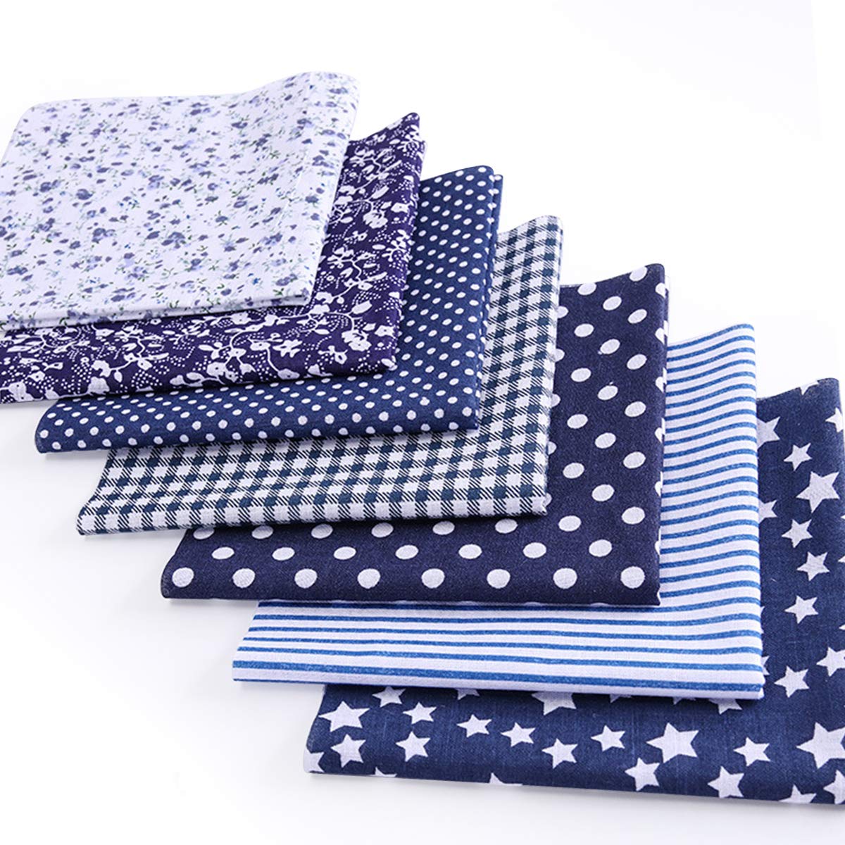 YOLUFER DIY Cotton Fabric Bundle 19.7 x 19.7 Inches, 7PCS Different Pattern, Squares Patchwork Material for Sewing Quilting Scrapbooking.
