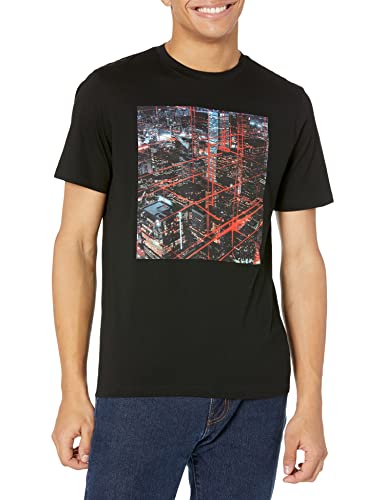 HUGO Boss Mens Crew Neck Pattern Box Jersey T-Shirt T Shirt, Black Ink, X-Large US