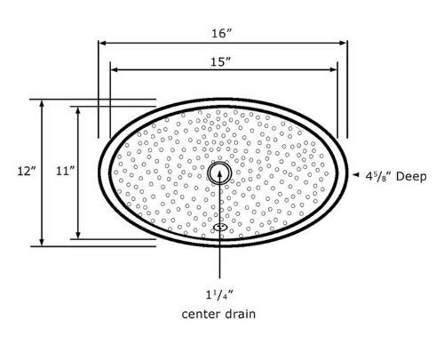 Whitehaus WH608ABM-POSS Oval Ball Pein 16-Inch Hammered Textured Undermount Lavatory Basin with Overflow