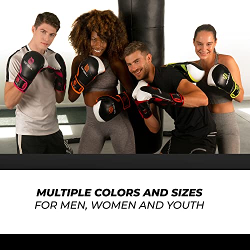 Sanabul Essential Gel Boxing Gloves | Kickboxing Gloves | Punching Bag Gloves for Men and Women, AllBlack 8 oz