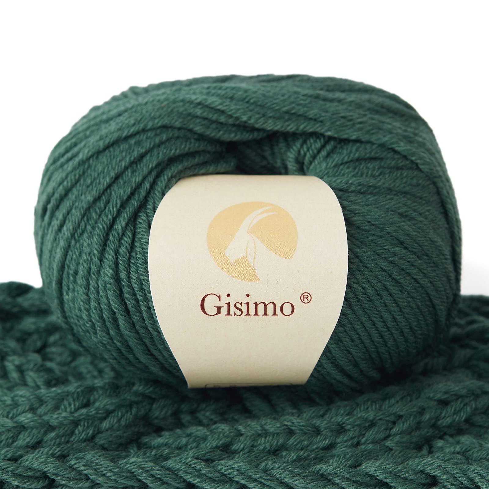 GISIMO 100% Merino Wool Yarn, 6-Ply Luxurious and Soft Yarn for Hand Knitting & Crocheting, 1.76 OZ/50g, 127 yds/116 meters (green, 1 ball)