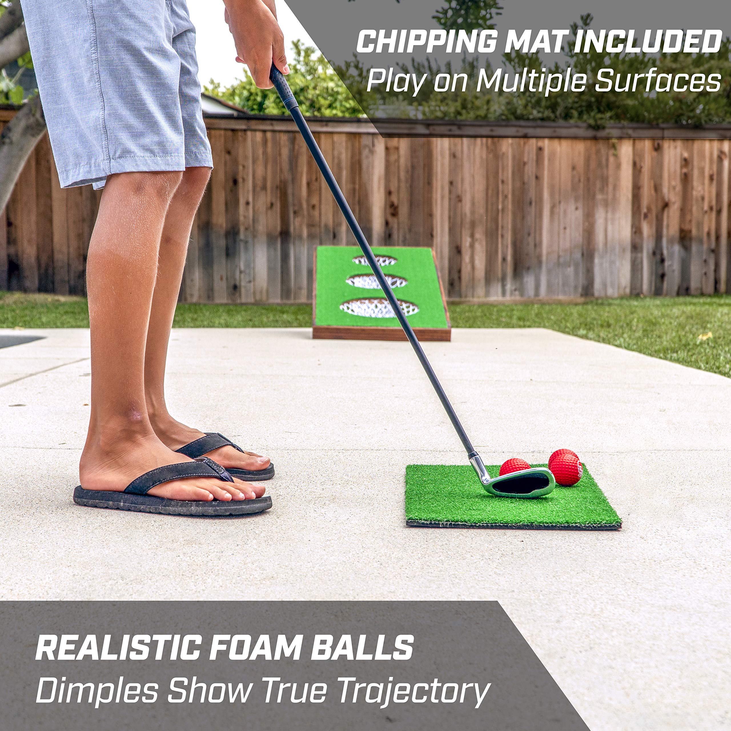 GoSports BattleChip PRO Golf Cornhole Game - Includes 4 ft x 2 ft Chipping Target, 16 Foam Balls, Hitting Mat, and Scorecard