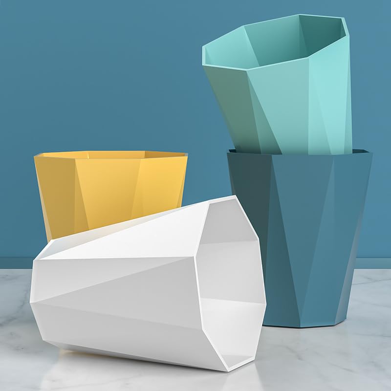 GYJ Wastebasket Nordic Style Diamond Shape Stylish Polygon Trash Can (White)