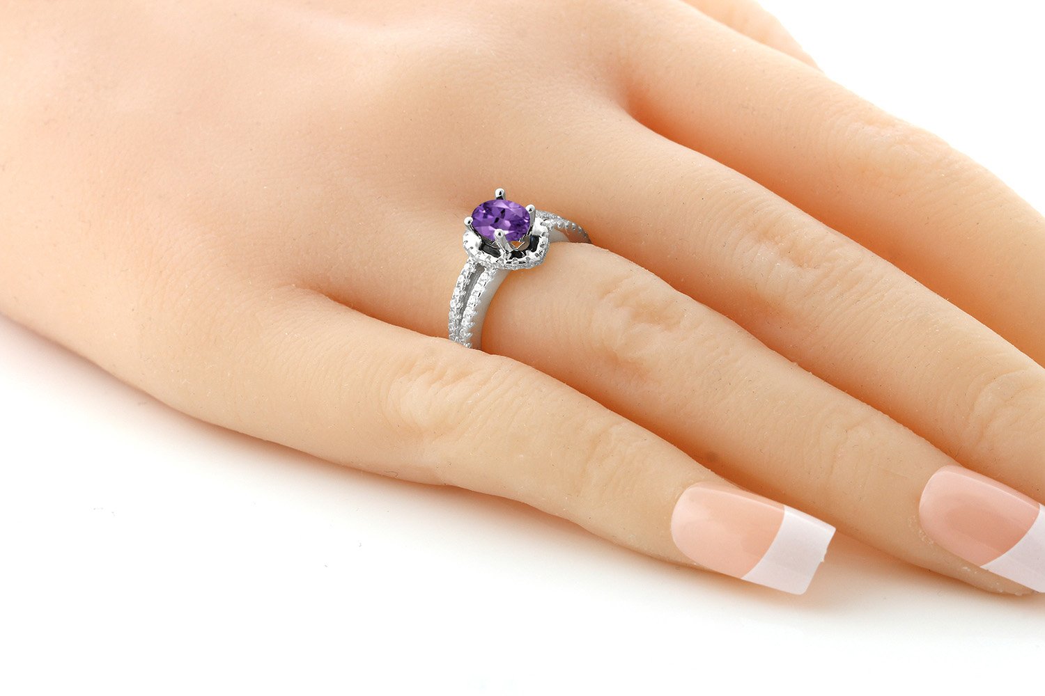 Gem Stone King 925 Sterling Silver Purple Amethyst Ring For Women (1.25 Cttw, Oval Gemstone Birthstone Available in size 5, 6, 7, 8, 9)