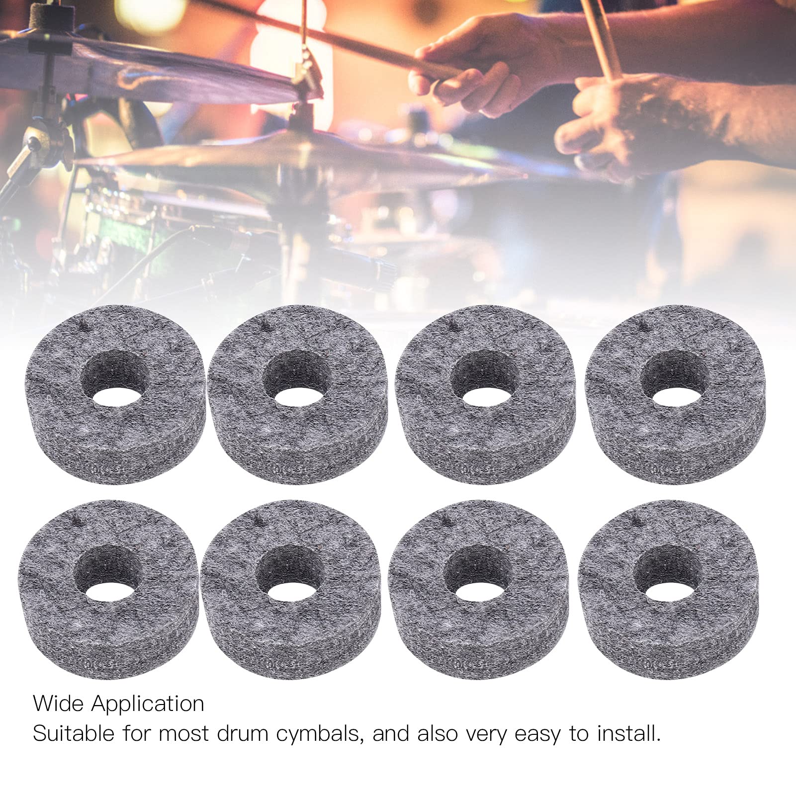 Hi Hat Felts Pad, Instrument Accessory Portable 10Pcs Drum Cymbal Felt Set for Playing