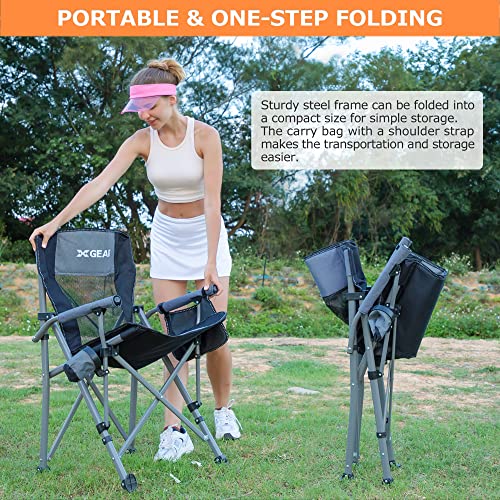 Hard Arm Folding Camping Chair Beach Chair Lawn Chair for Adults with Breathable Back for Summer (Cool Grey)