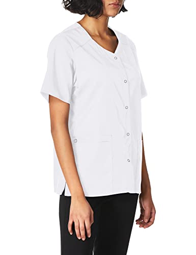 WonderWink Women's Wonderwork Short Sleeve Snap Jacket, White, X-Large