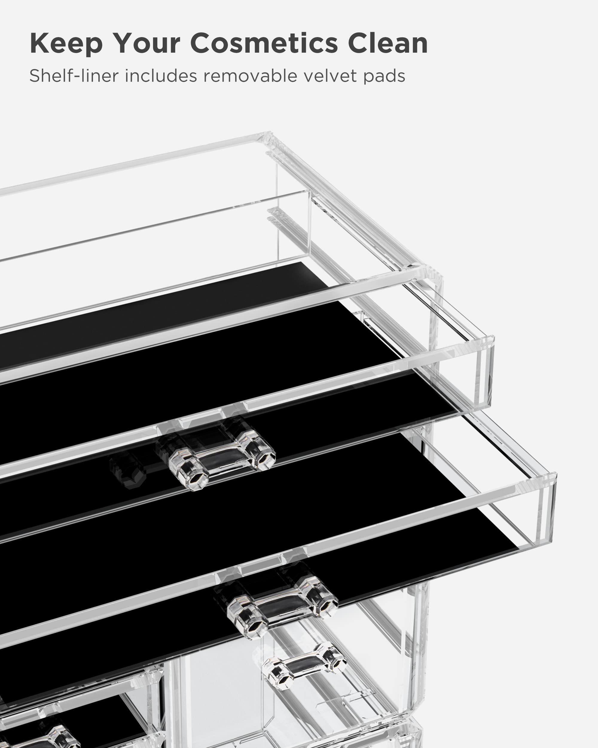 HBlife Acrylic Clear Dustproof Makeup Storage Organizer Drawers Large Skin Care Cosmetic Display Cases for Bathroom Stackable Storage Box with 11 Drawers for Vanity (Clear)