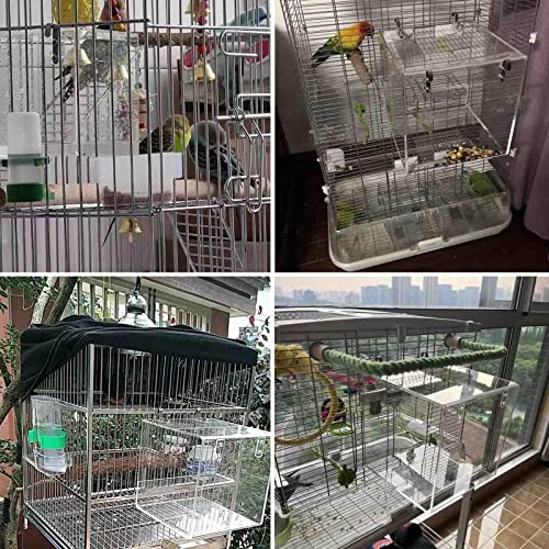 Xxmbbjy Hanging Cube Bird Bath Cage, Transparent Bird Bathtub Bath Shower with Stainless Steel Hooks for Small Bird Canary Parakeet Budgerigar Parrots Crested Myna Cockatiel Lovebird (Large)