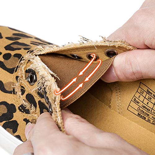 Women's Slip on Sneakers Walking Shoes Casual Girls Canvas Fashion Sneakers(Leopard,US7)