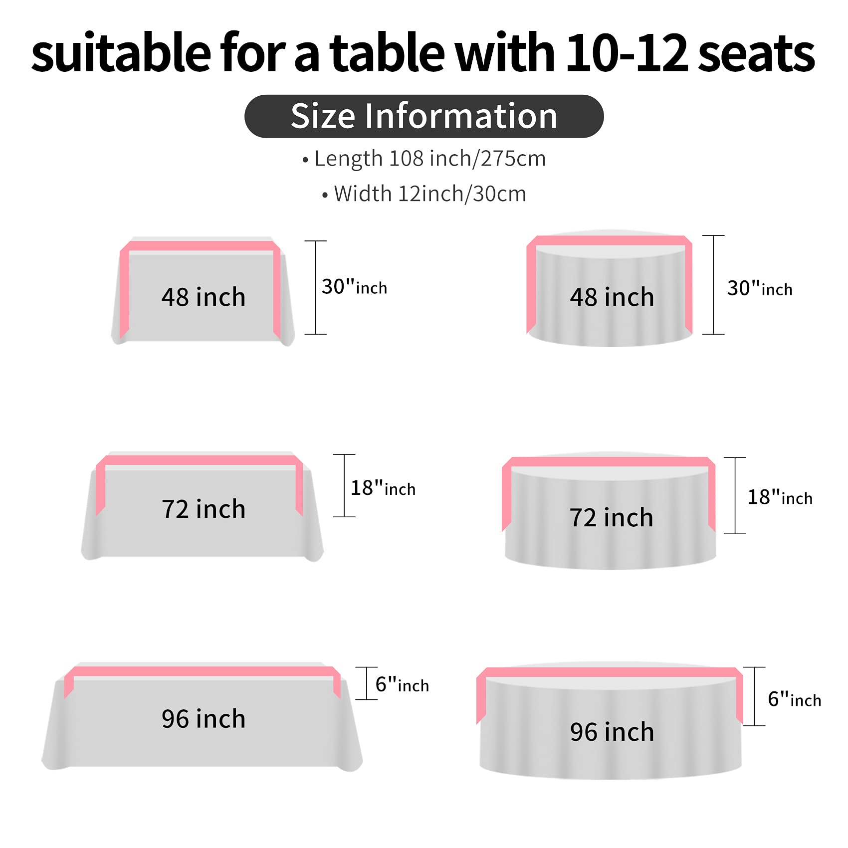 yourose 5 Pack Satin Table Runners 12 x 108 inch for Wedding Banquet Decoration, Bright Silk and Smooth Fabric Party Table Runner (Pink,5 piecess)