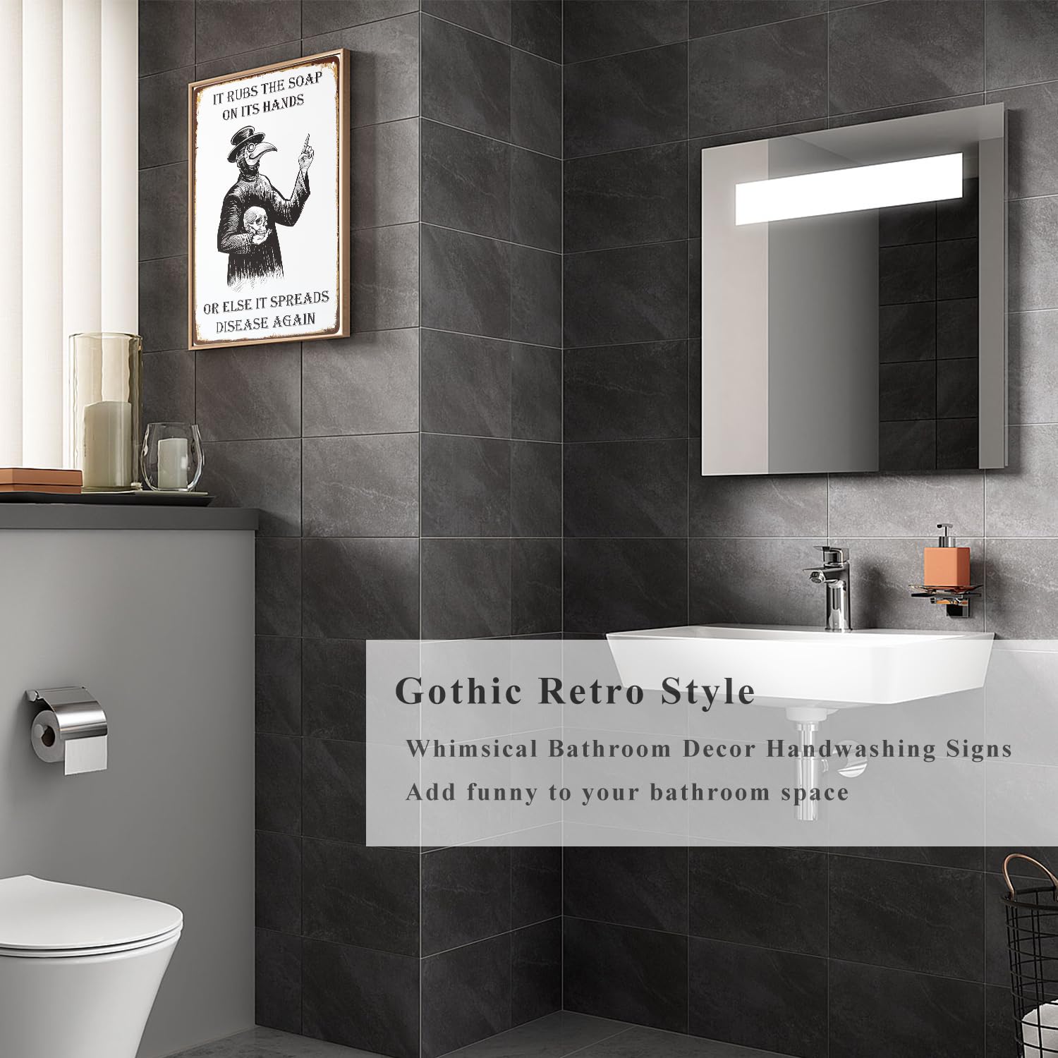 Gothic Bathroom Decor Wash Your Hand Plague Doctor Funny Restroom Wall Decor Tin Sign 8 X 12 Inch
