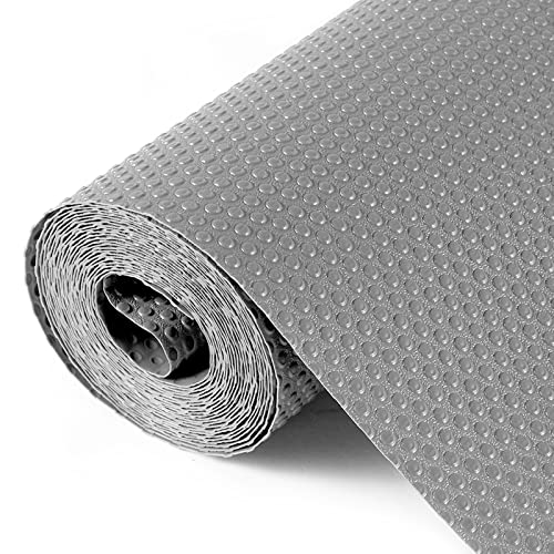Hersvin Shelf Liner, 23.6"x118.1" Non-Adhesive Drawer Liners EVA Kitchen Cupboard Cabinet Covering Undersink Mat Washable Fridge Lining Paper for Home Office (Light Gray/Dot)