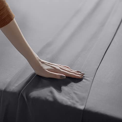 Utopia Bedding California King Sheet Set – Soft Microfiber 4 Piece Luxury Bed Sheets with Deep Pockets - Embroidered Pillow Cases - Side Storage Pocket Fitted Sheet - Flat Sheet (Grey)