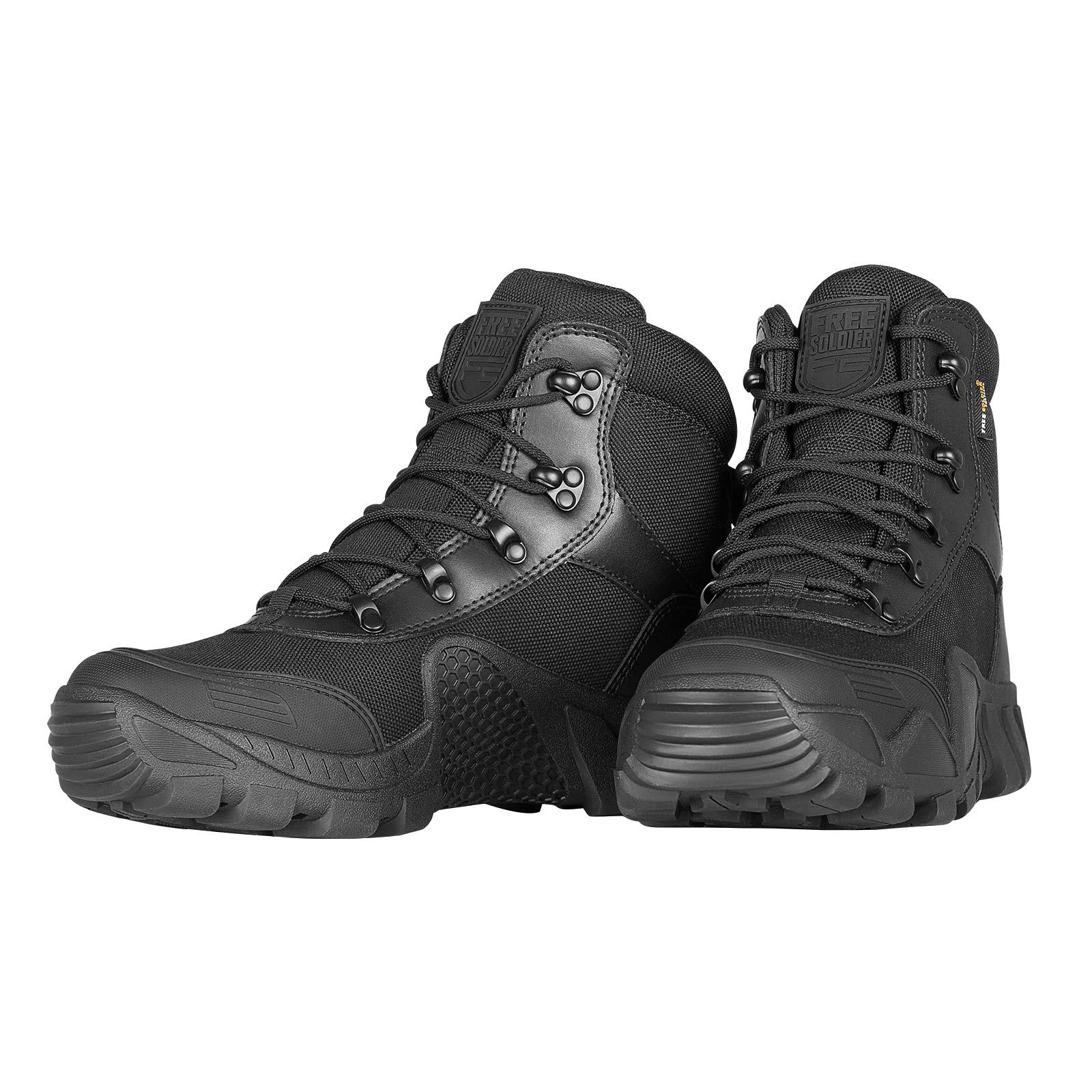 FREE SOLDIER Men's Waterproof Hiking Boots Tactical Work Boots Outdoor Lightweight Military Boots(Tan, US 12)
