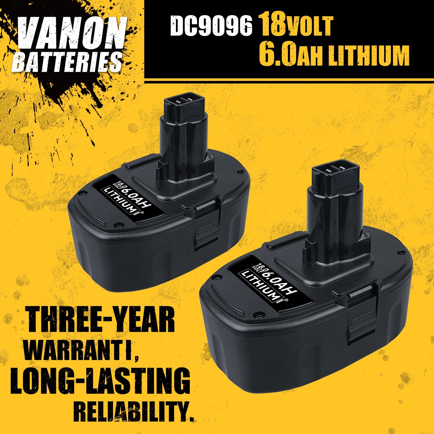 VANON DC9096 Battery Replacement for Dewalt 18V Battery XRP DC9098 DC9099 DE9096 DE9095 DW9096 DW9098 DW9095 DC9182