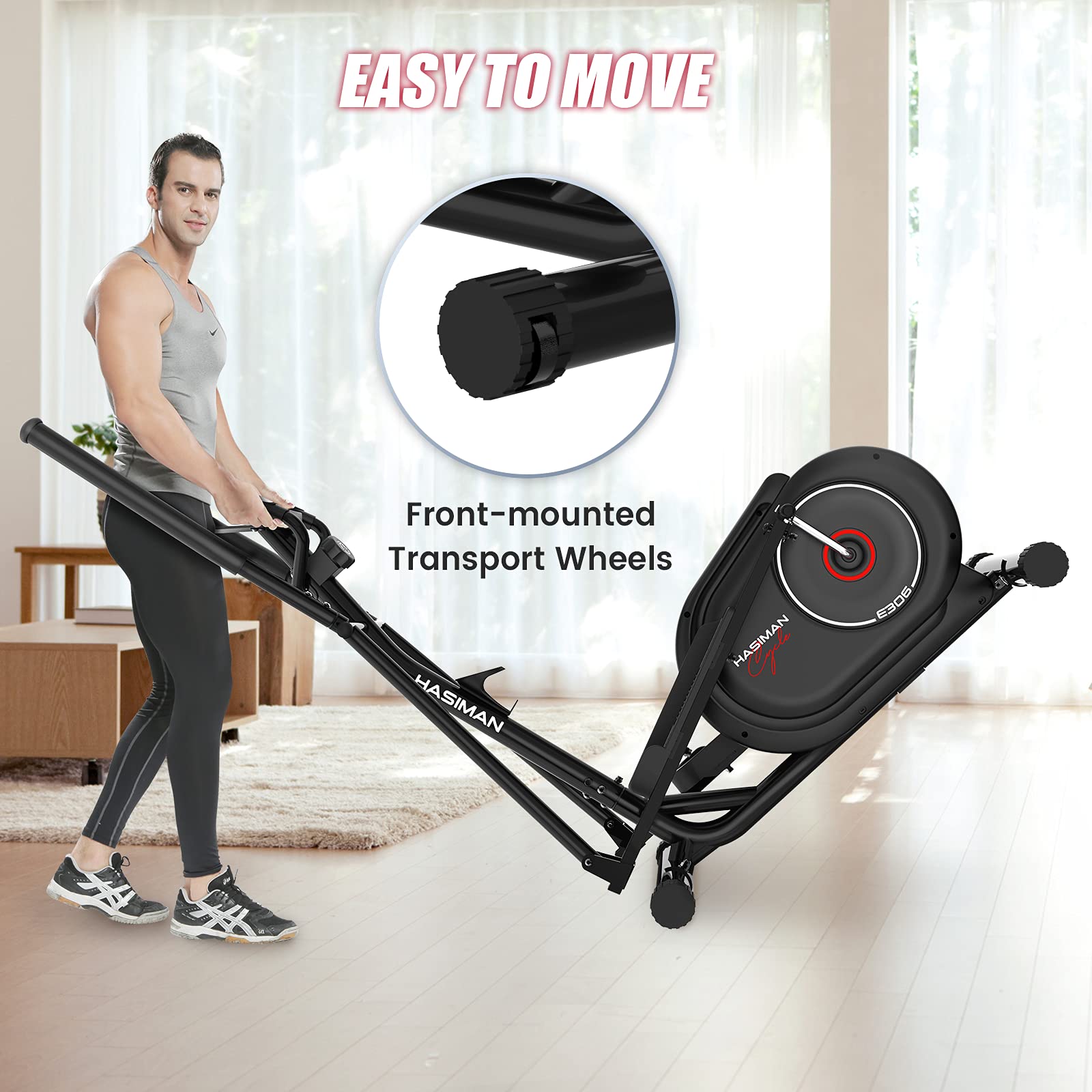 HASIMAN Elliptical Machine for Home Use Elliptical Exercise Machine with Silent Magnetic Elliptical Training Machines with 8 Levels Adjustable Resistance LCD Monitor and Pulse Sensor