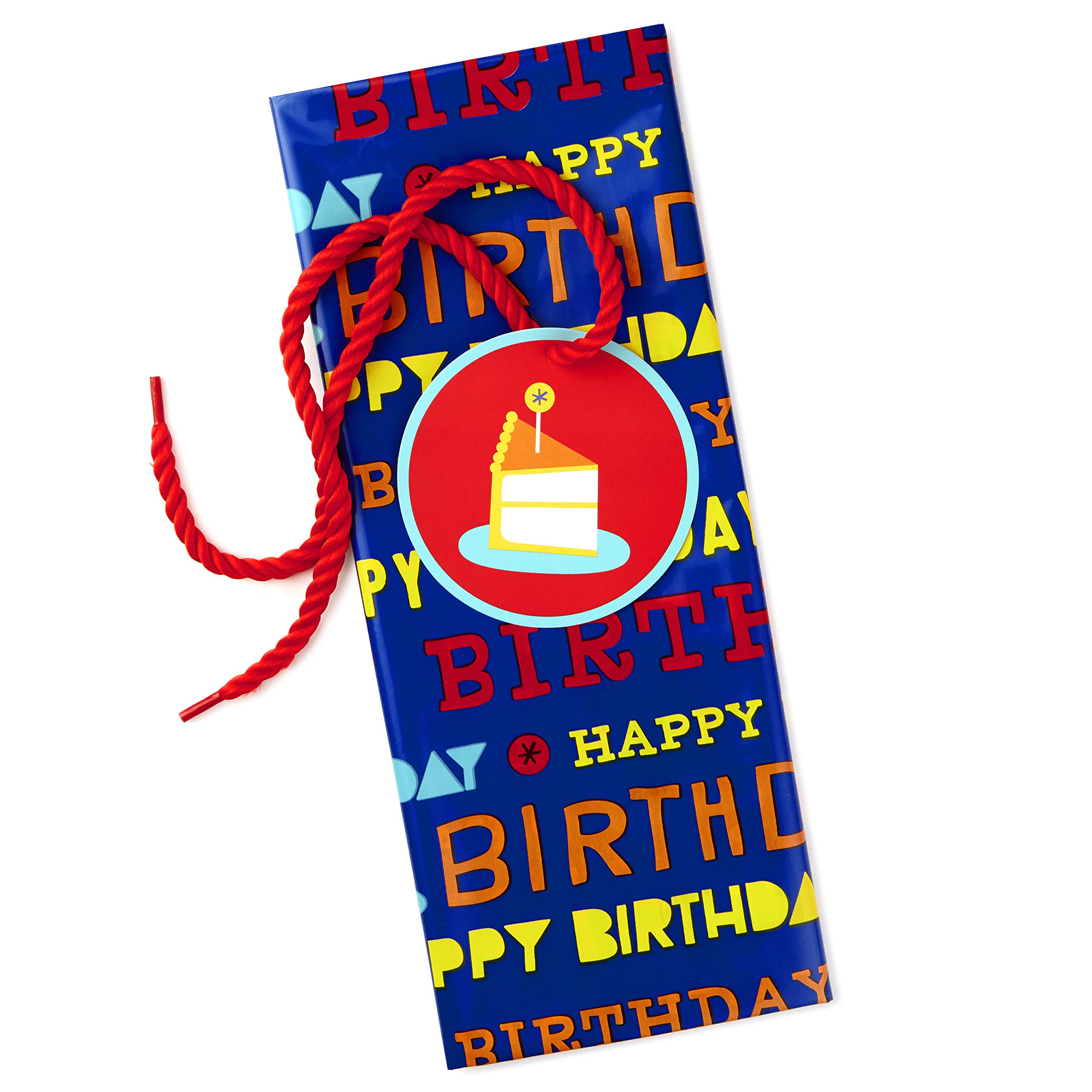 Hallmark 56" Large Plastic Gift Bag (Blue Happy Birthday) for Birthdays, Kids Parties and More