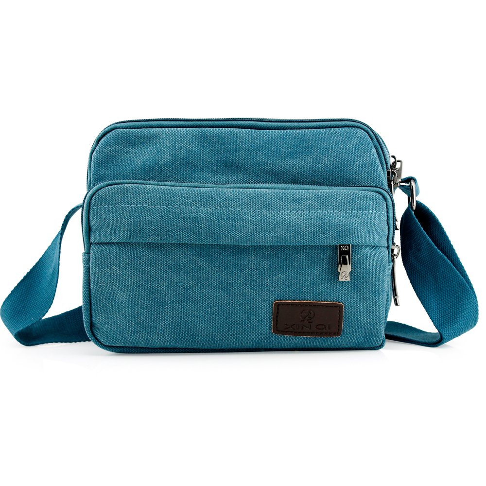 GEARONIC TM Men Vintage Crossbody Canvas Messenger Shoulder Bag Hiking Military Travel Satchel - Green