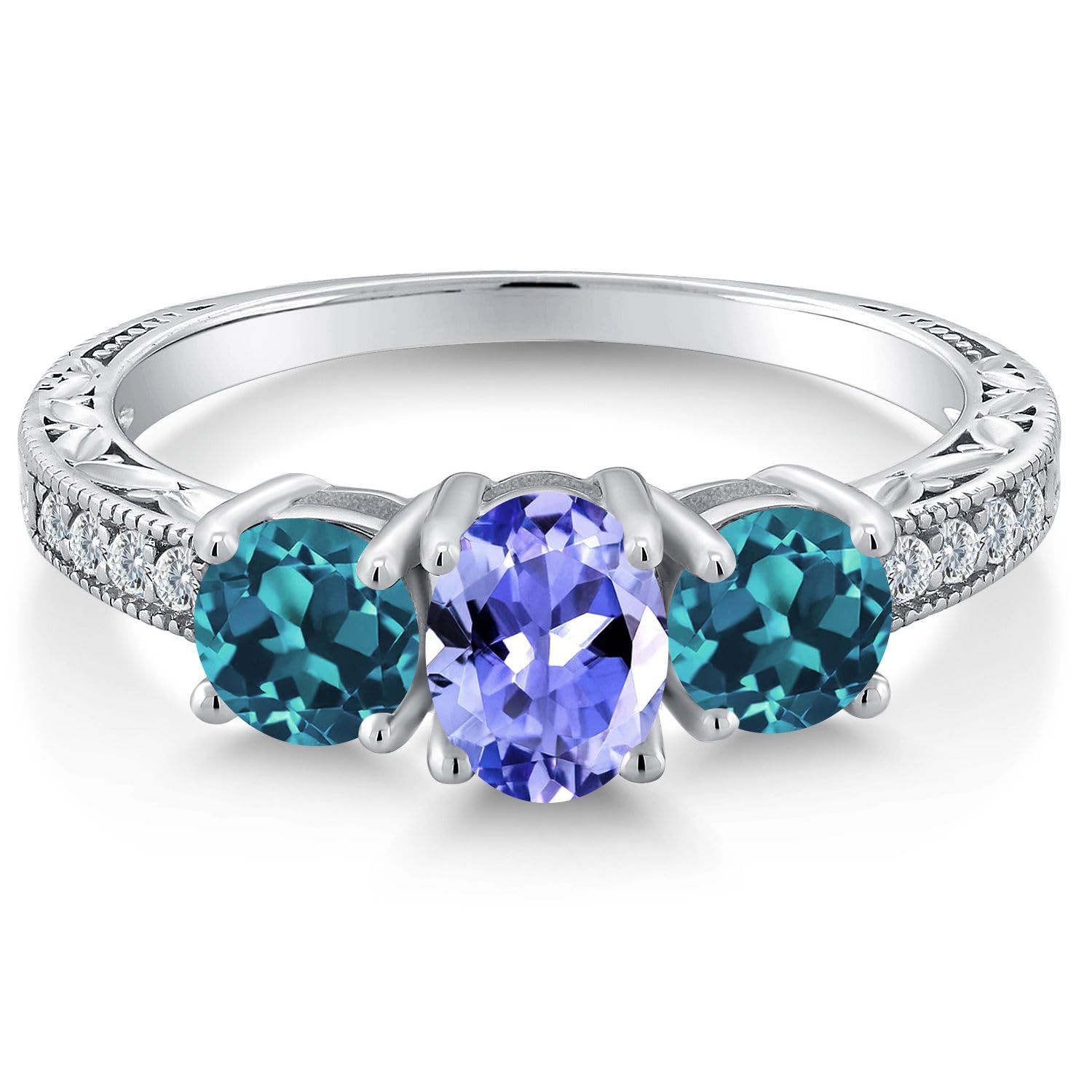 Gem Stone King 925 Sterling Silver Blue Tanzanite and London Blue Topaz Ring For Women (2.17 Cttw, Gemstone Birthstone, Available In Size 5, 6, 7, 8, 9)