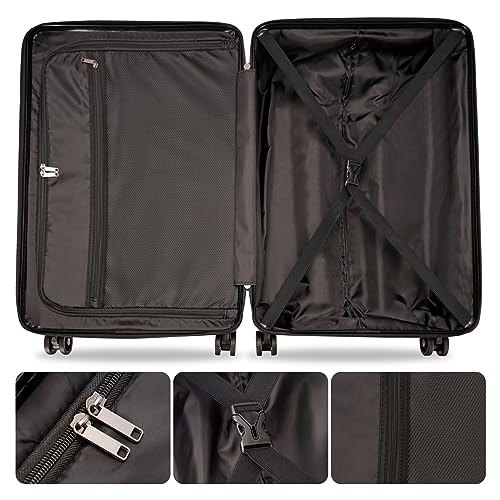 GinzaTravel business series, PC material, TSA lock, rare color standard size suitcase (Champagne, 3-Pc Set (20”-24”-28”))