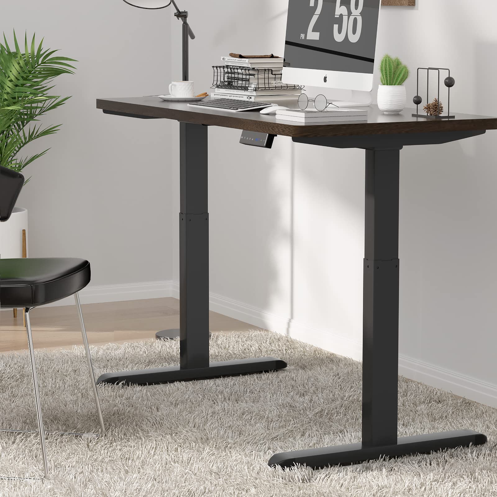 HAIAOJIA Height Adjustable Standing Desk Frame - Dual Motor Load 265lbs Electric Sit Stand Desk Stand Up Desk Heavy Duty 2-Stage Base for Home Office - Frame Only, Black