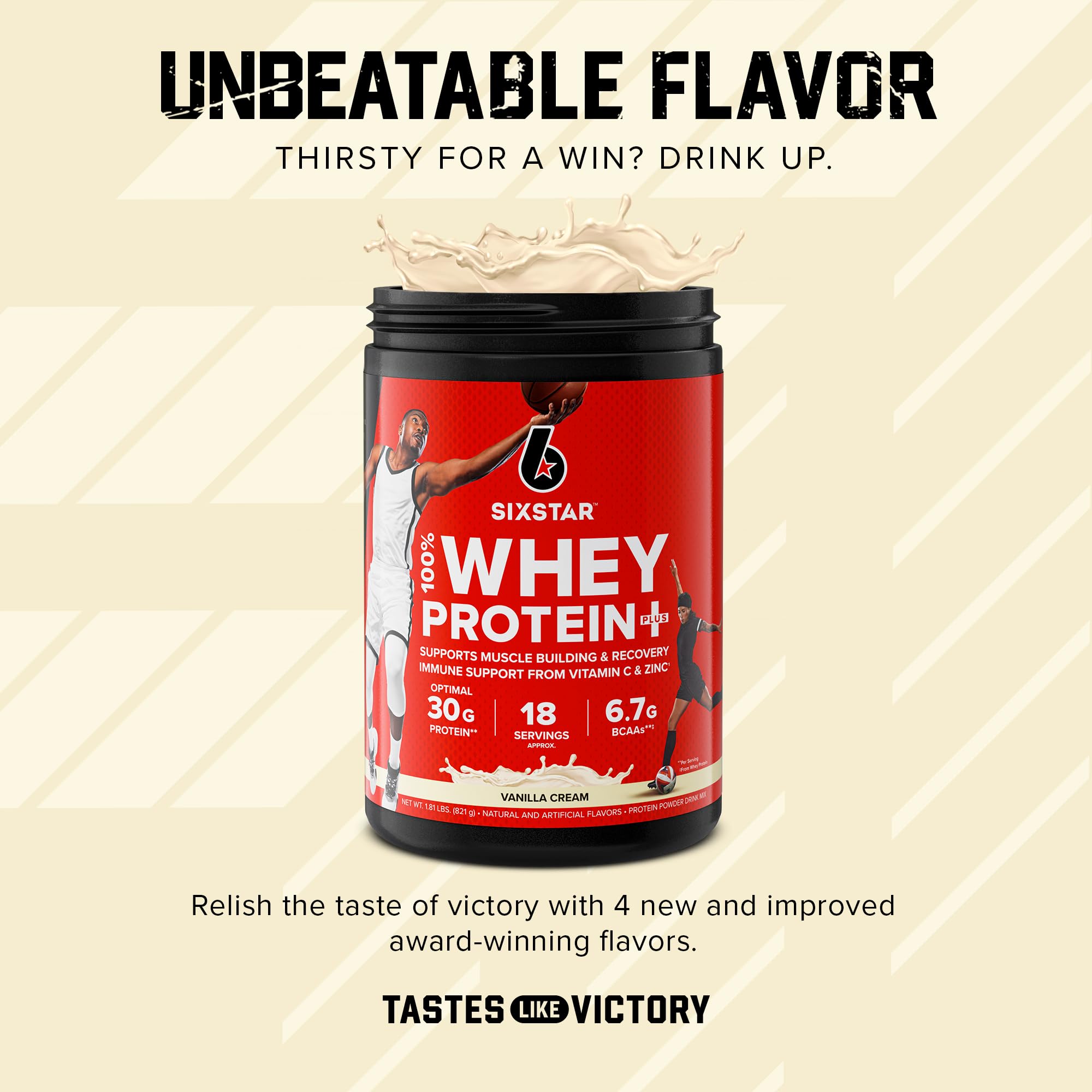 Six Star Whey Protein Powder Whey Protein Plus Whey Protein Isolate & Peptides Lean Protein Powder for Muscle Gain Muscle Builder for Men & Women Vanilla Cream, 1.8 lbs (Package Varies)