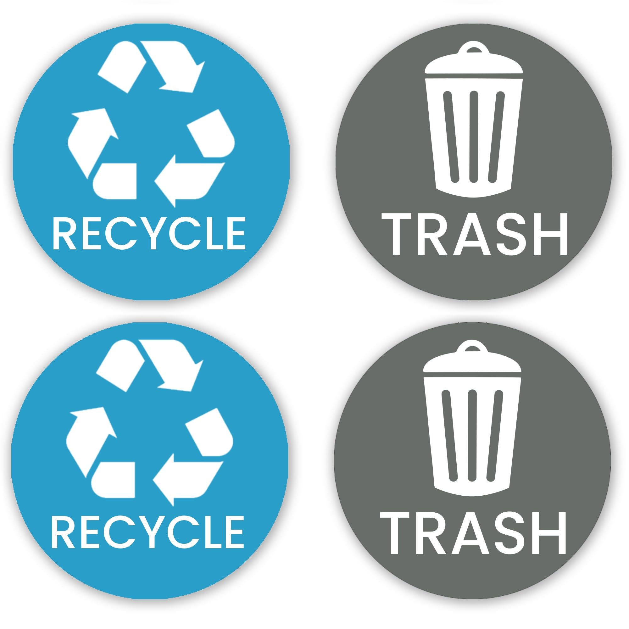 VBAP CORP Recycle Trash Bin Sticker - (Pack of 4) 3" Round Logo Sign Decal Labels Self-Adhesive Vinyl Laminated. Waterproof Indoor and Outdoor (Sky Blue/Gray)âŚ