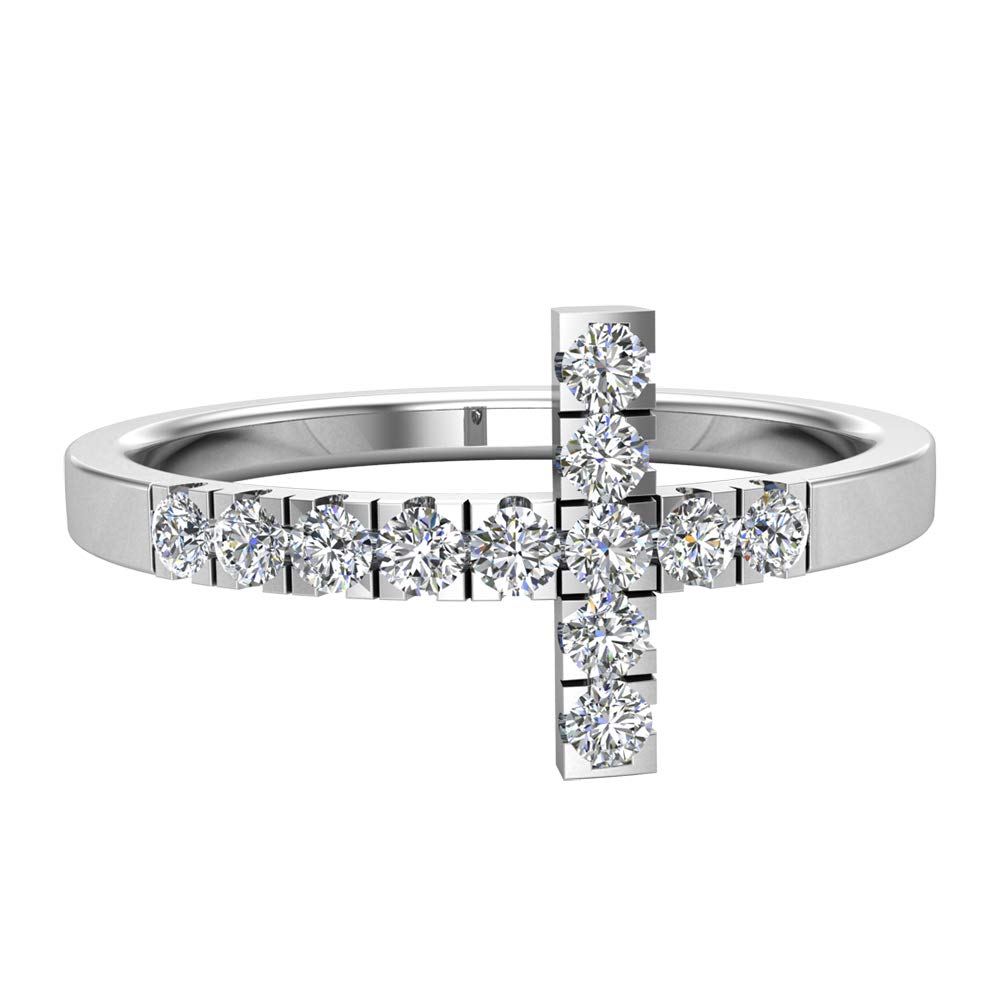 Glitz Design 0.24 ct tw Sideways Cross Diamond Ring 14K Gold (Ring Size 8) (G, SI)