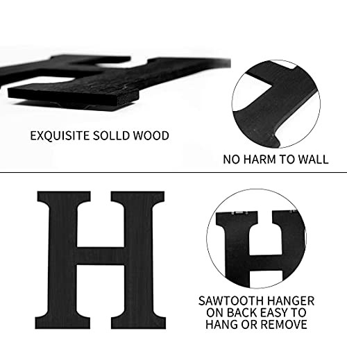 Wood Home Sign with Artificial Eucalyptus Wreath for O, Hanging Farmhouse Wall House Decor - Wood Home Letters for Wall Art Rustic Home Decor, Home Wall Decor for Living Room Kitchen Entryway Dining Room Hallway Housewarming Gift (Black)