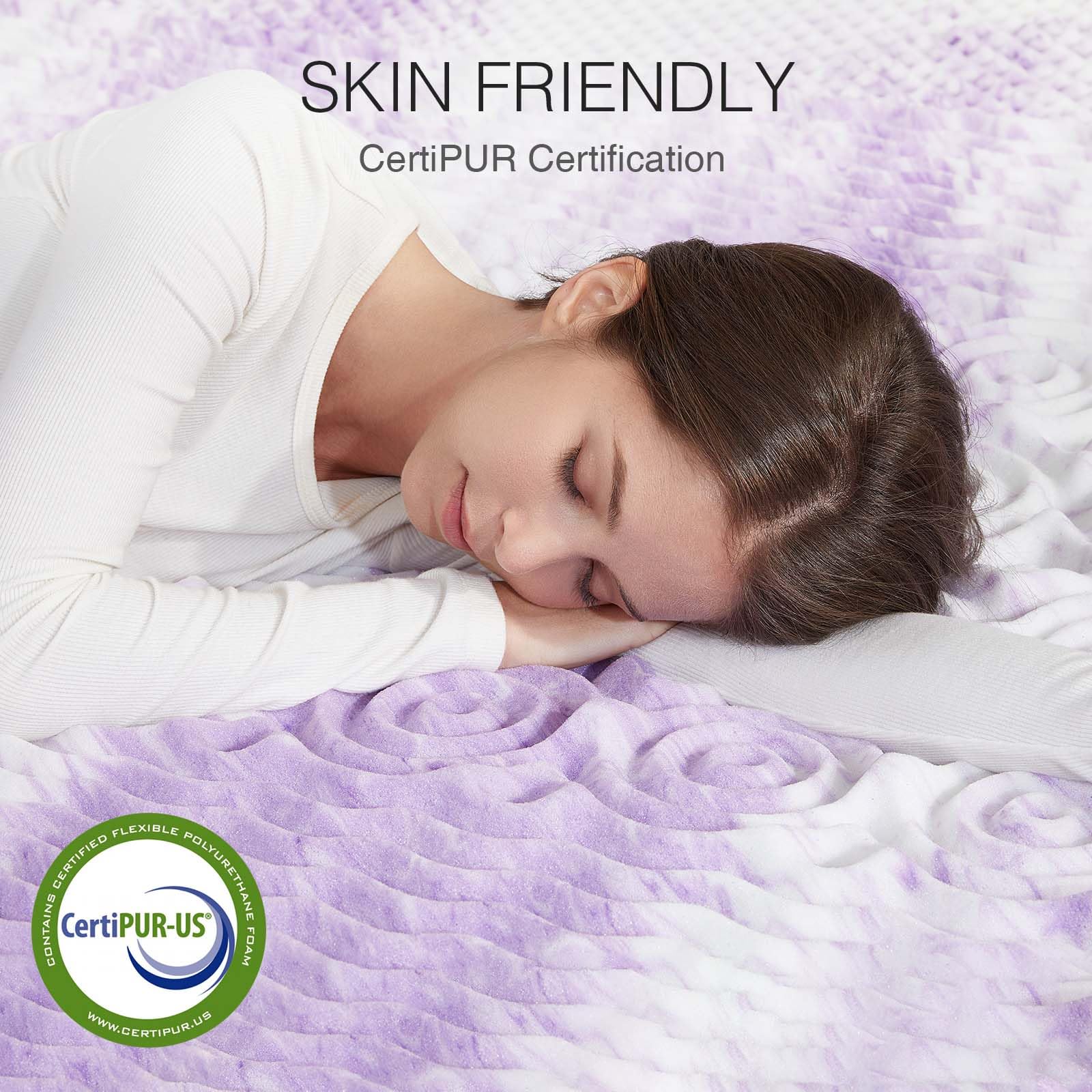 Orcalic 3 Inch Memory Foam Mattress Topper 5-Zone Soft Mattress Pad Pressure Relieve Bed Topper, CertiPUR Certified, Queen Size, Purple