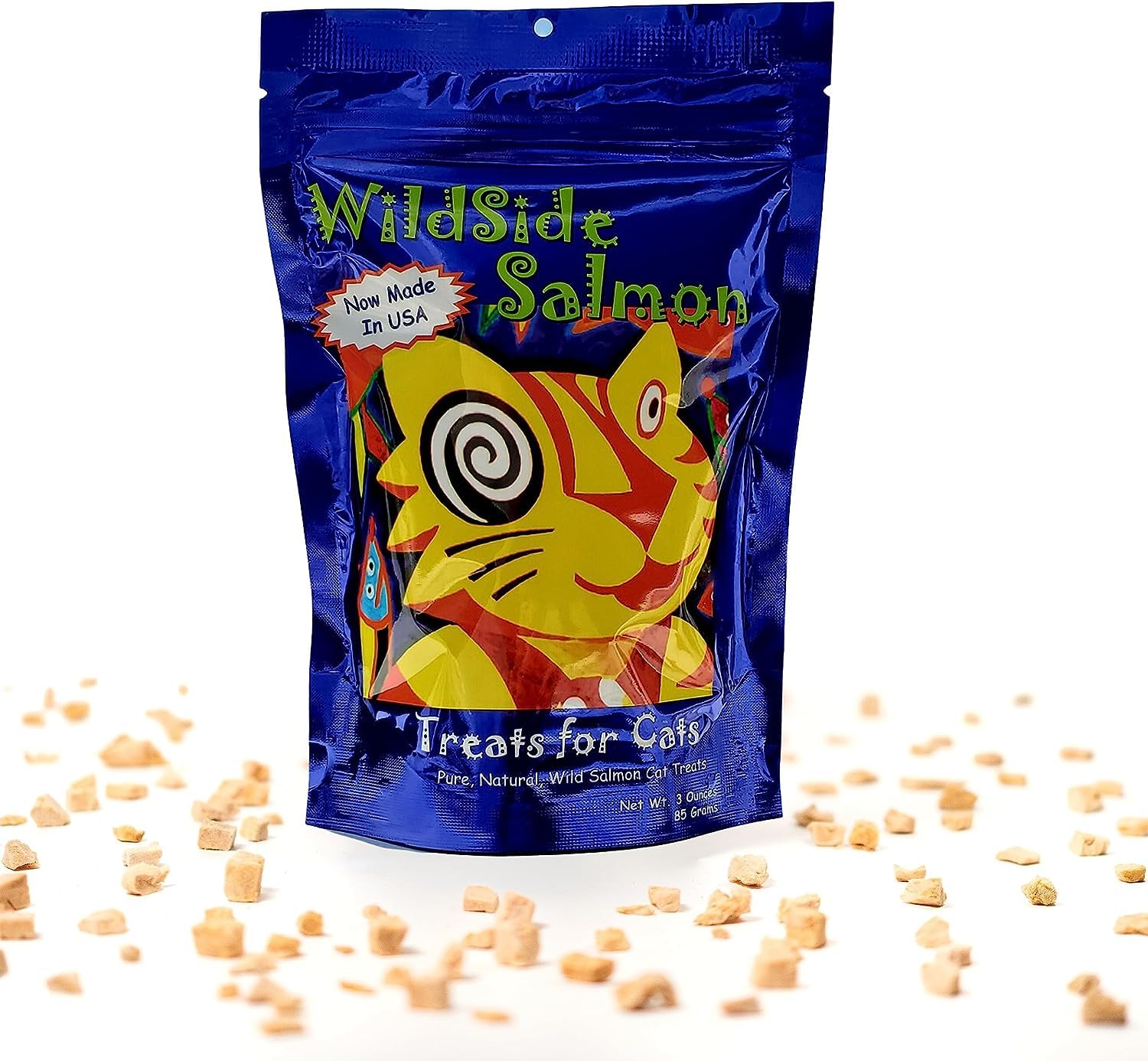 WILDSIDESALMON WildSide Salmon - 100% Wild Alaskan Salmon Freeze Dried Cat Treats - Healthy Training Treat - 3oz (3 Pack)