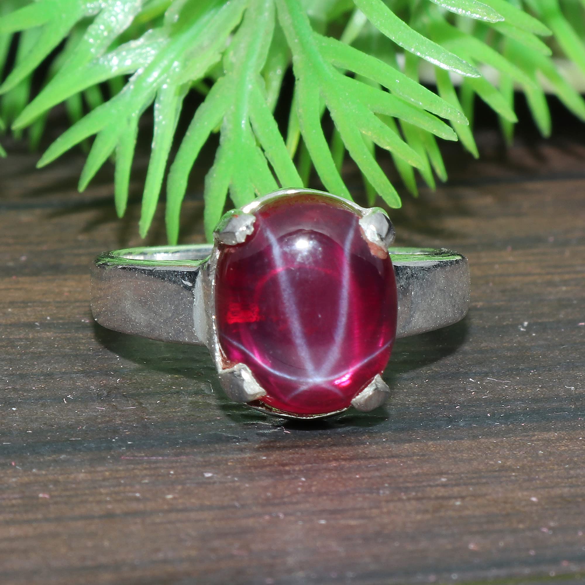 GEMHUB Loose Gemstone Natural Star Ruby Silver Ring