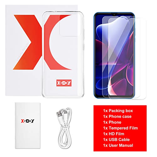 Xgody X60 Pro Unlocked Smartphones, 6.5 Inch Android 9.1 OS Cheap Cell Phones, 2022 4G Dual 5MP Camera and Dual SIM Phones, 3000mAh Massive Battery, Face Recognition (Blue)