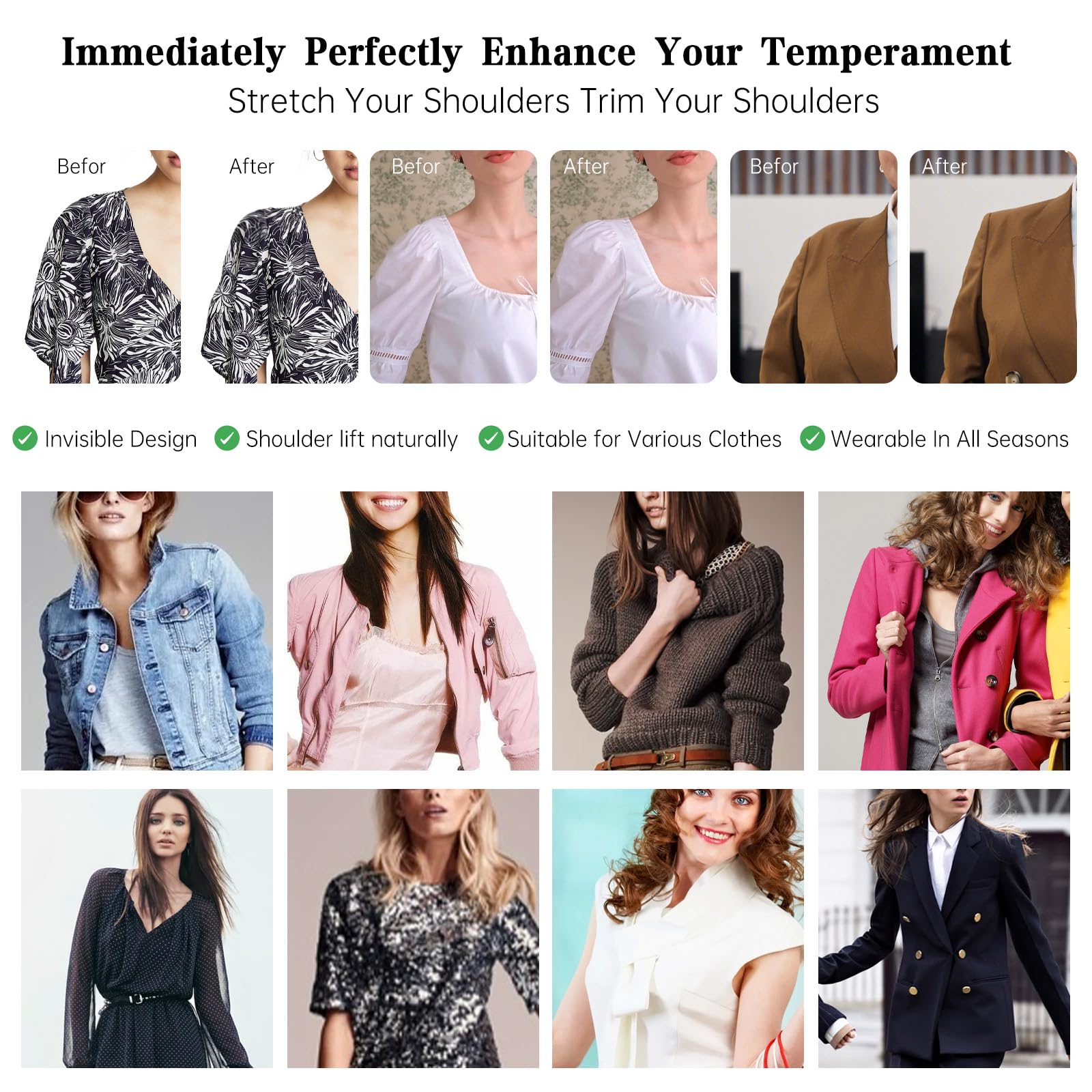 WLLHYF 2 Pairs Set-in Shoulder Pads Thickness 1.5cm Breathable Sponge Pads Shoulder Enhancer Sewing Supplies for Women Men Sloping High Low Shoulders Blazer Suit T-Shirt (Black+White)