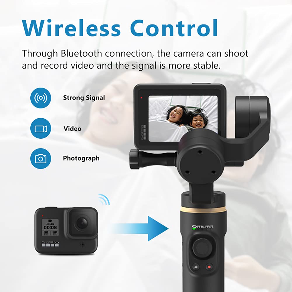 INKEE Falcon Gimbal Stabilizer for Action Cameras,Handheld 3-Axis Video Stabilizers with Tripod Anti-Shake Wireless Control Vertical/Horizontal Time-Lapse Shooting for GoPro 10/9/8/7/6/5 OSMO Insta360