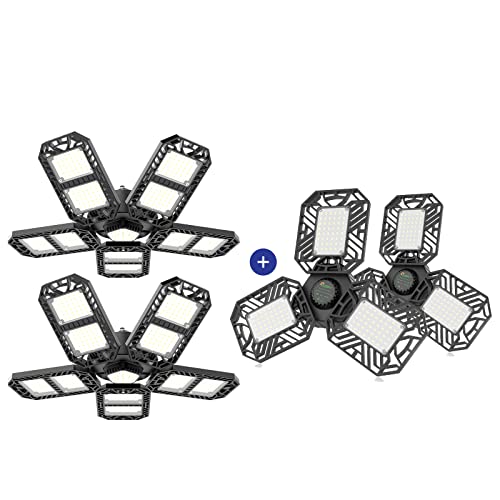 Rufbjkd Aluminum LED Garage Lights. Including 300LED Garage Light 2 Packs and 60W LED Garage Light 2 Packs