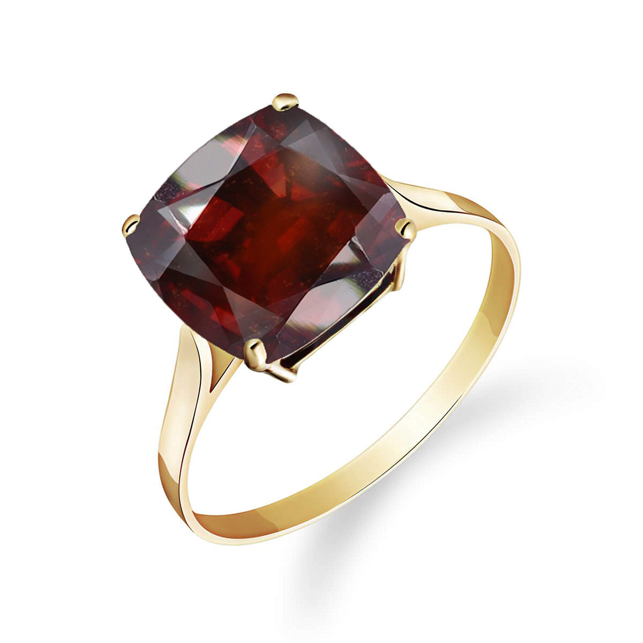 Galaxy Gold GG 14k Solid Yellow Gold Ring with Natural Checkerboard Cut Garnet - Size 8.0