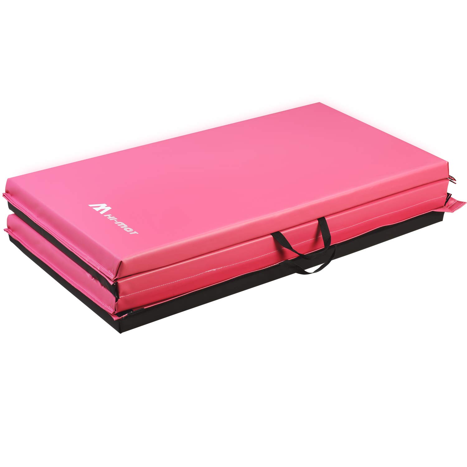 HI-MAT Gymnastics Mat, 3"/2" Super Thick 4' x 6'/4' x 8' Folding Exercise Mat Exercise Aerobics Mats with Carrying Handles Tumbling Mats for Home Gym (red Purple Surface-4'x8'x2)