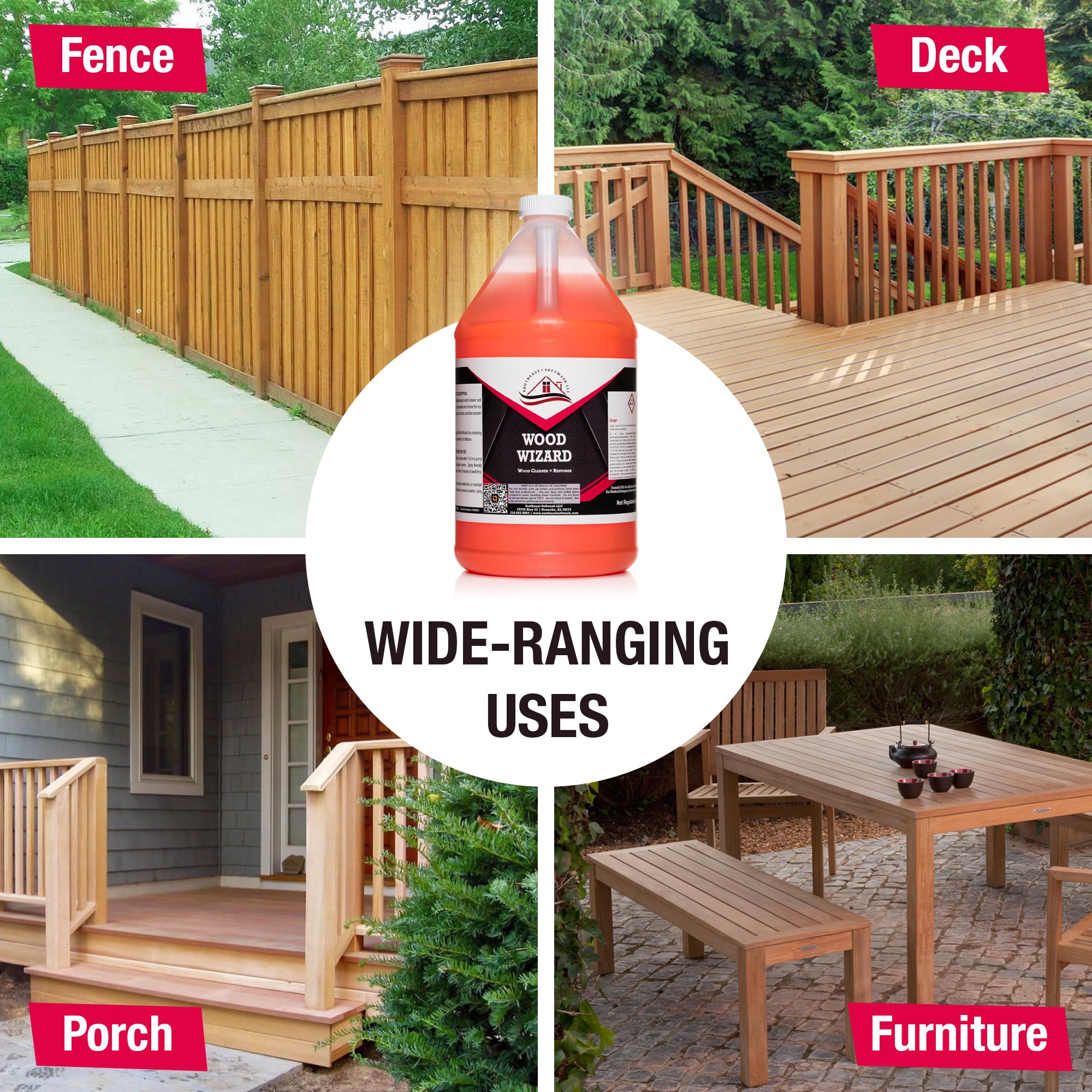 Southeast Softwash Wood Wizard RevivePro Cleaner: Elevate Your Deck and Fence Wood's Natural Charm with SESW's Premium Care Solution (1)