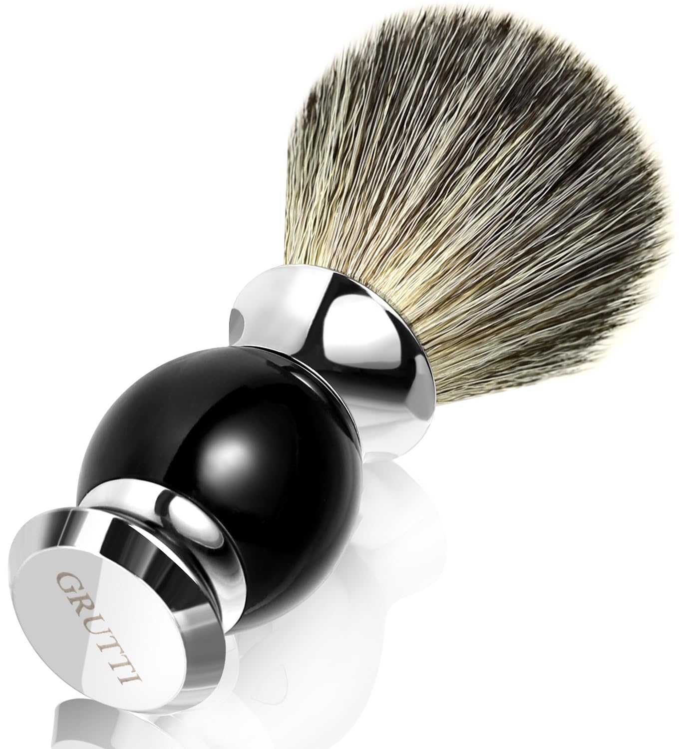 GRUTTI Shaving Brush Pure Badger Brush for Wet Shaving (Black)